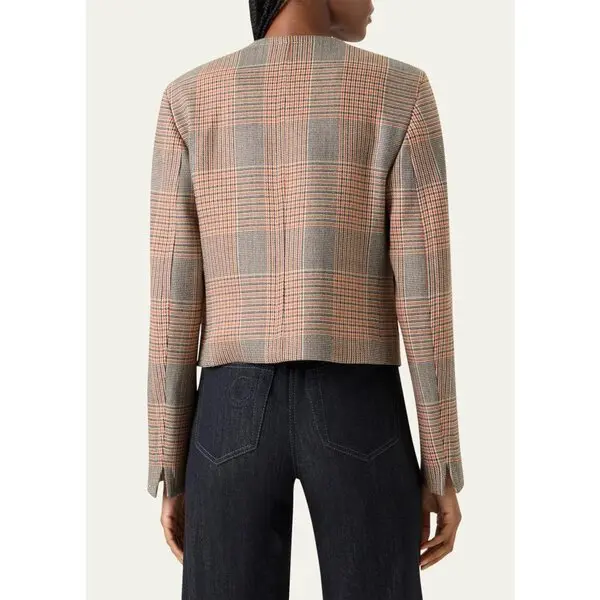 Akris Glen Plaid Wool Jacket - Beige