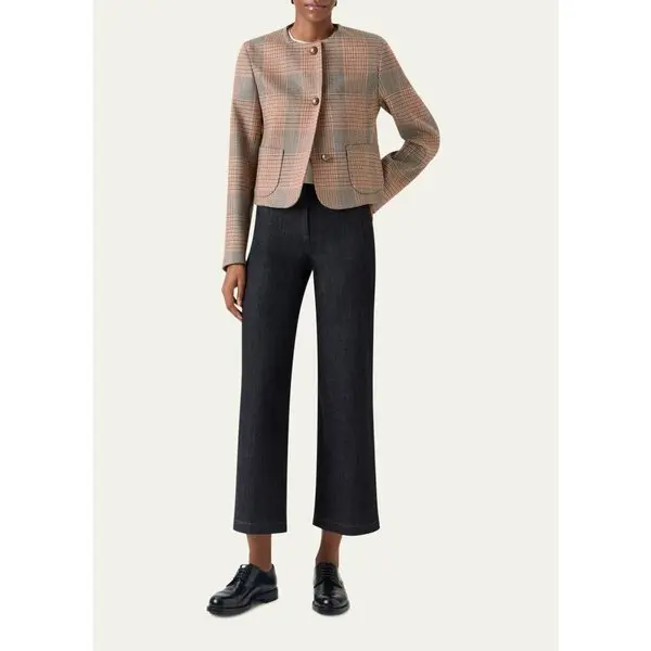 Akris Glen Plaid Wool Jacket - Beige