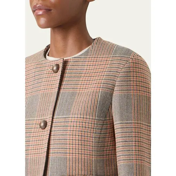 Akris Glen Plaid Wool Jacket - Beige