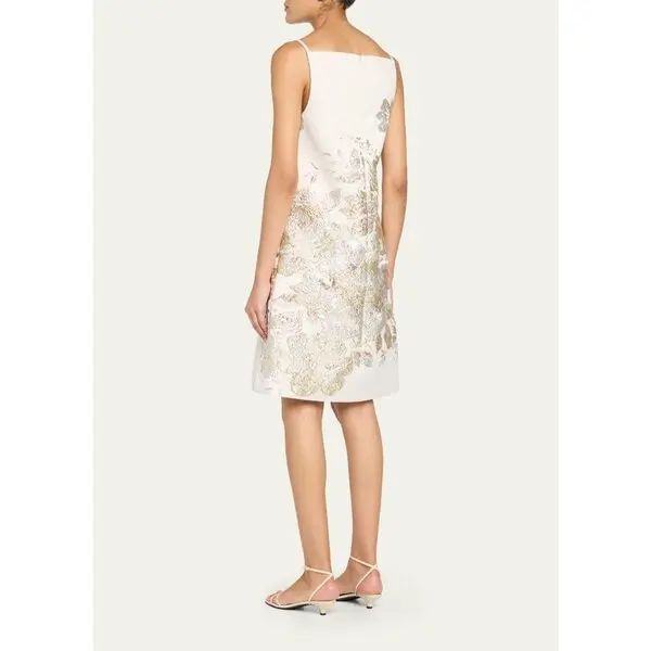 Rickie Freeman For Teri Jon Metallic Floral Jacquard Mini Shift Dress