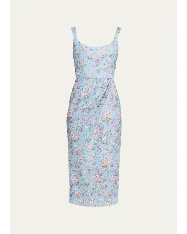 MARKARIAN Marla Floral-lace Wrap Midi Dress
