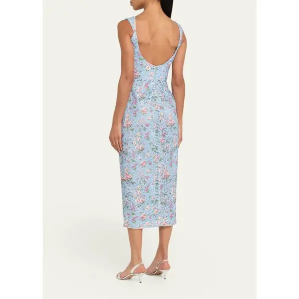 MARKARIAN Marla Floral-lace Wrap Midi Dress