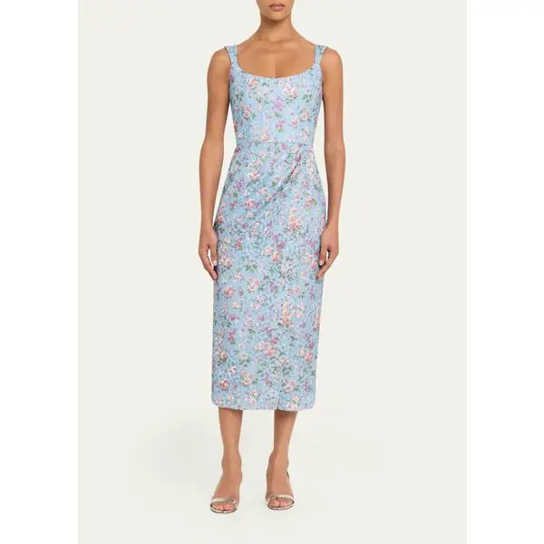 MARKARIAN Marla Floral-lace Wrap Midi Dress