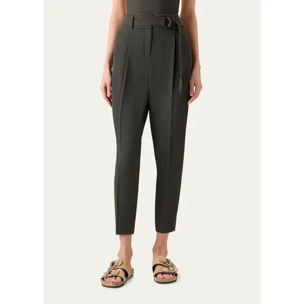 Akris Fred Belted Wool Ankle Pants