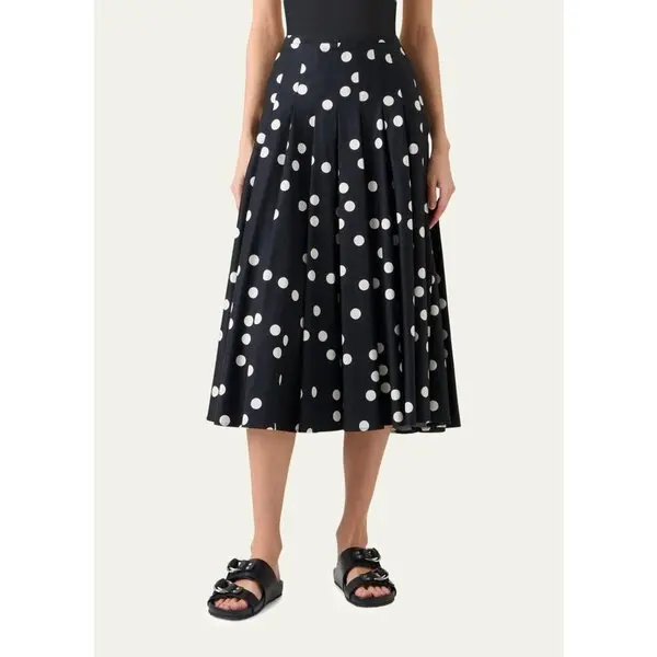 Akris Cotton Polka Dot Midi Skirt