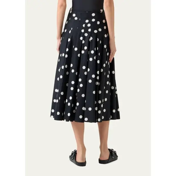 Akris Cotton Polka Dot Midi Skirt