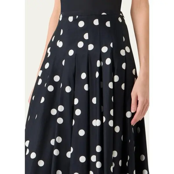 Akris Cotton Polka Dot Midi Skirt