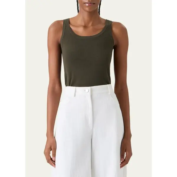 Akris Cotton Rib Scoop-neck Tank Top