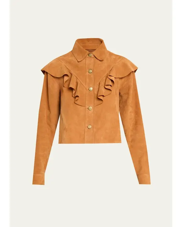 Ulla Johnson Matilde Ruffle Suede Jacket