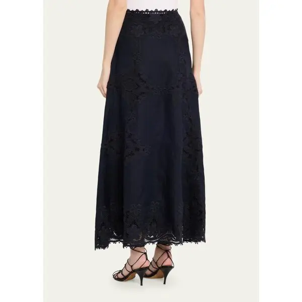 Ulla Johnson Fleur Embroidered Linen-blend Midi Skirt