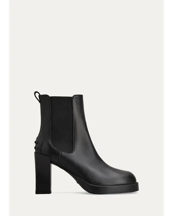 TOD'S 80mm Leather Chelsea Boots - Nero