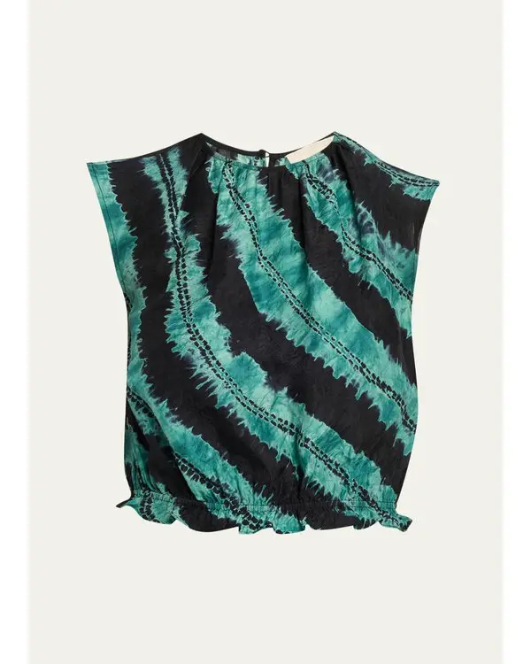 Ulla Johnson Kaia Shibori Tie-dye Top - Malachite