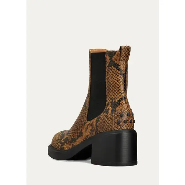 TOD'S 60mm Snake-printed Leather Chelsea Boots