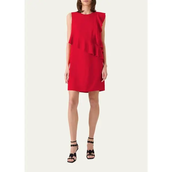 Akris Ruffle Sleeveless Mini Shift Dress