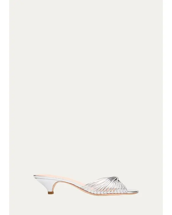 LOEFFLER RANDALL 40mm Dixie Strappy Metallic Leather Slide Sandals