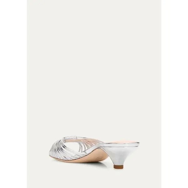 LOEFFLER RANDALL 40mm Dixie Strappy Metallic Leather Slide Sandals