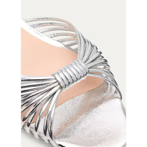 LOEFFLER RANDALL 40mm Dixie Strappy Metallic Leather Slide Sandals