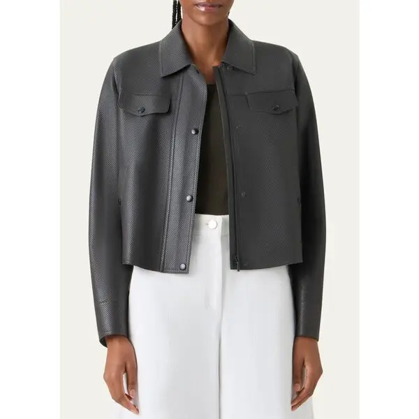 Akris Perforated Leather Short Jacket