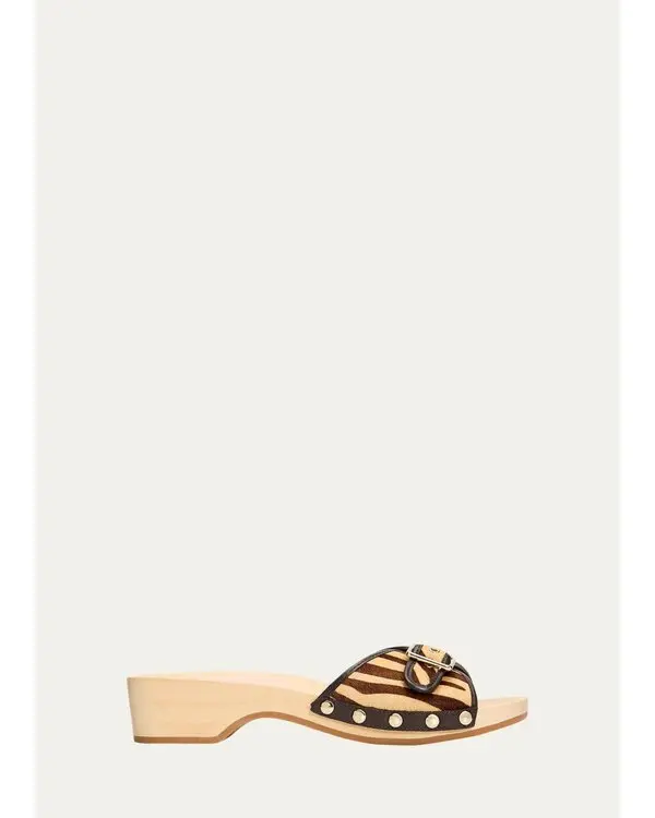 LOEFFLER RANDALL Paulie Tiger-printed Calf Hair Clogs