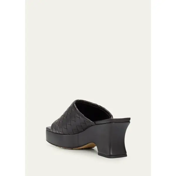 Bottega Veneta 70mm Rosita Intrecciato Leather Wedge Mules - Espresso