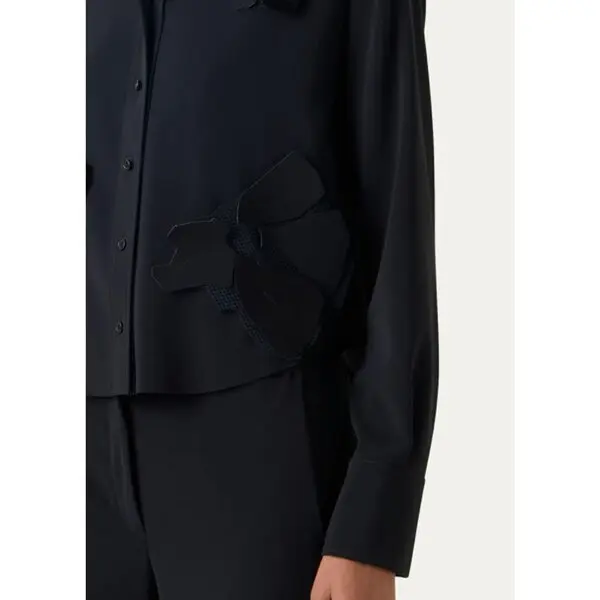 Akris Flower Applique Button-down Shirt