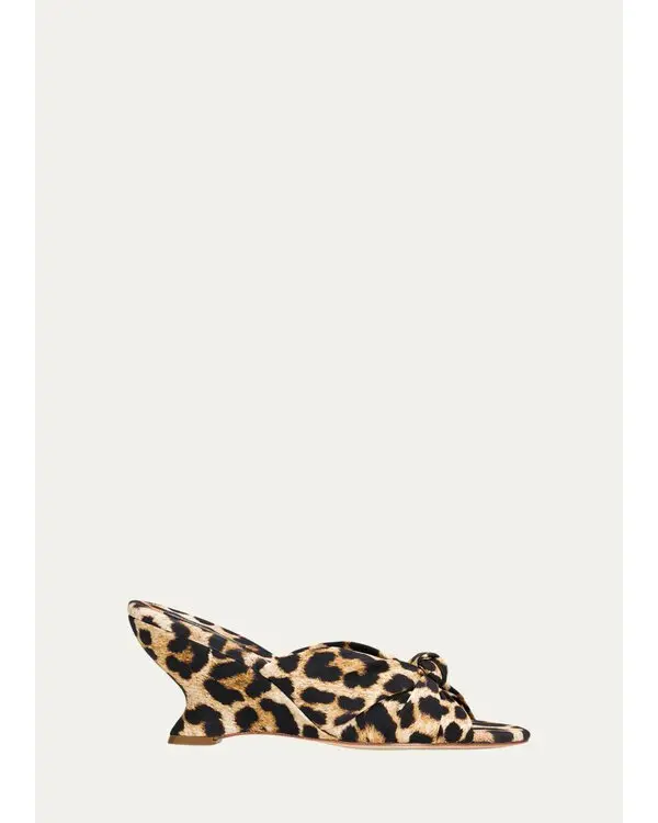 LOEFFLER RANDALL 75mm Marsy Wedge Sandals - Leopard