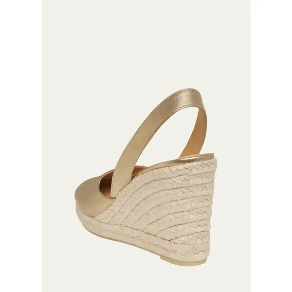 CastaÑer Carissa Metallic Leather Wedge Espadrilles - Oro