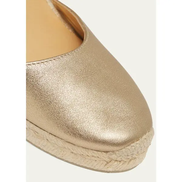 CastaÑer Carissa Metallic Leather Wedge Espadrilles - Oro