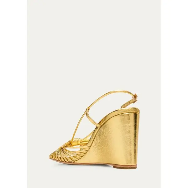 LOEFFLER RANDALL 90mm Marren Metallic Leather Strappy Slingback Sandals