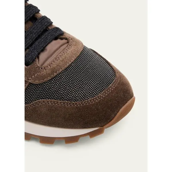 Brunello Cucinelli Monili Mixed Media Runner Sneakers