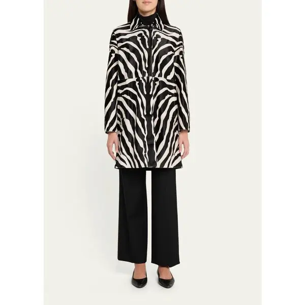 Akris Laron Zebra Print Pony Hair Single-breasted Coat
