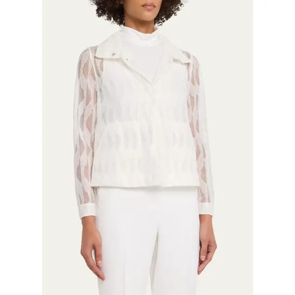 Akris Castro High Plains Embroidered Tulle Jacket