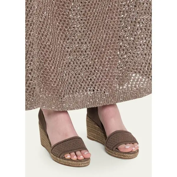 Brunello Cucinelli Suede Espadrille Wedge Sandals