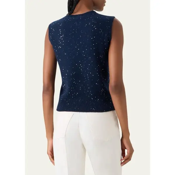 Akris Sequined Wool-cashmere Sleeveless Sweater