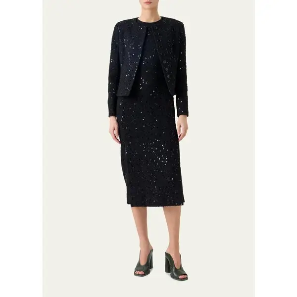 Akris Kelis Sequined Tweed Jacket - Black