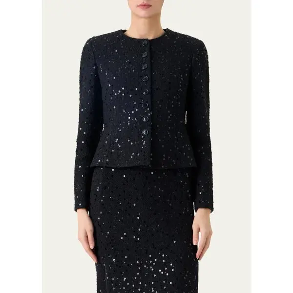 Akris Kelis Sequined Tweed Jacket - Black