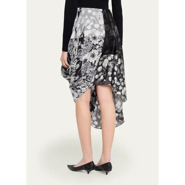 MAISON MARGIELA Draped Floral Silk Midi Skirt