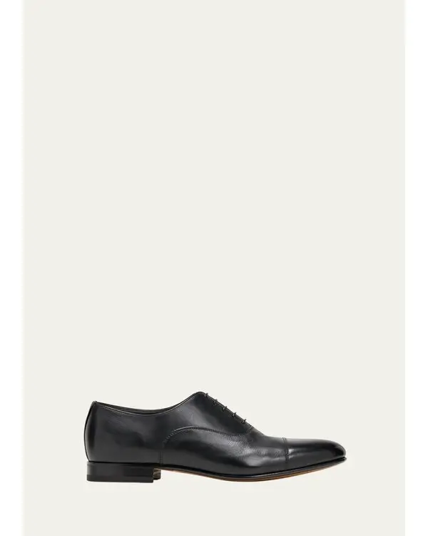Santoni Darian Calfskin Leather Oxfords - Black