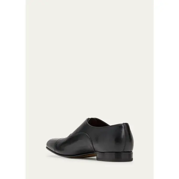 Santoni Darian Calfskin Leather Oxfords - Black