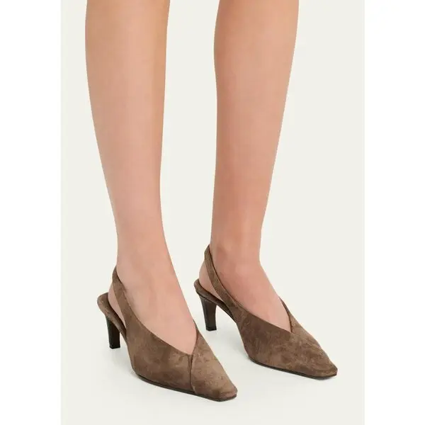 Brunello Cucinelli Suede Snip-toe Slingback Pumps