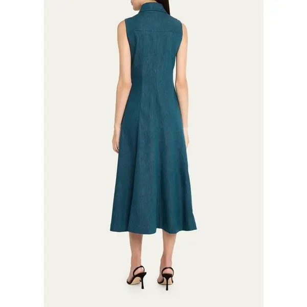 Akris Sleeveless Denim Midi Shirtdress