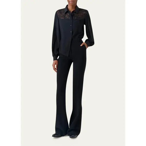 Akris Sequin Embellished Silk Crepe Blouse