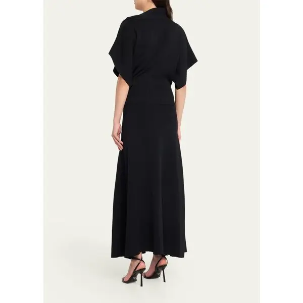 LANVIN Asymmetric Silver Button A-line Dress