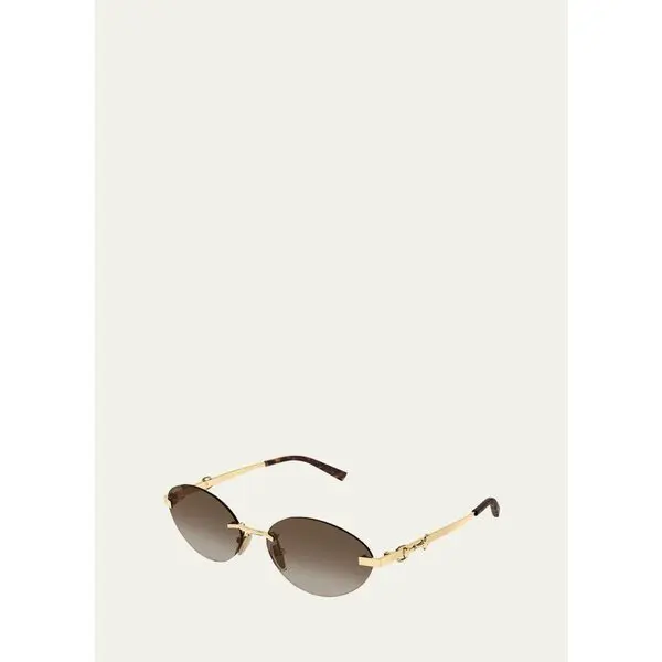 Gucci 58mm Metal & Acetate Oval Sunglasses - Gold