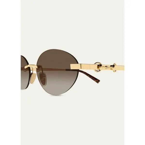Gucci 58mm Metal & Acetate Oval Sunglasses - Gold