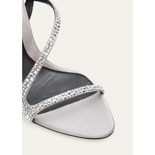 Alexander McQueen 90mm Skull Embellished Satin Ankle-strap Sandals