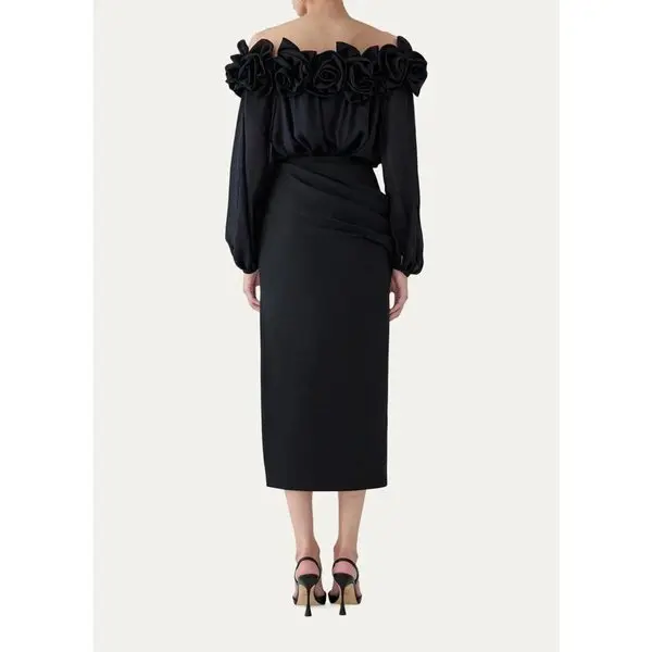 Carolina Herrera Rosette Off-the-shoulder Blouse