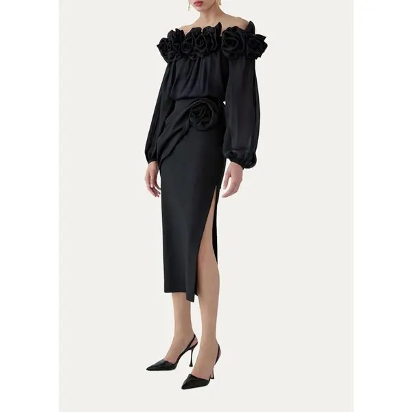 Carolina Herrera Rosette Off-the-shoulder Blouse