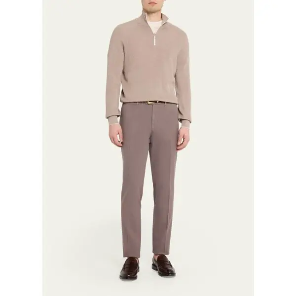 Brunello Cucinelli Cotton English Rib Half-zip Sweater - Blue
