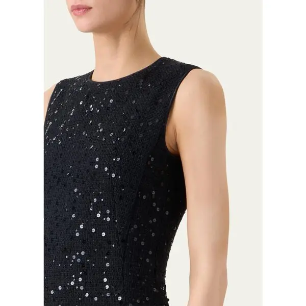 Akris Sequined Tweed Midi Sheath Dress